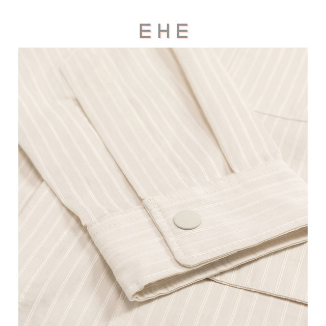 EHE men's clothing spring and summer new beige gray vertical striped ...
