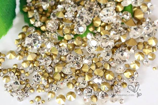 White Guomao AA pointed bottom diamond glass diamond headdress hair ...