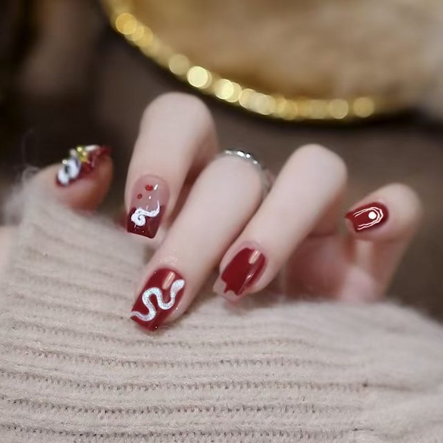 Year of the Snake Wearing Armor 2025 New Year's Nail Art Autumn and ...