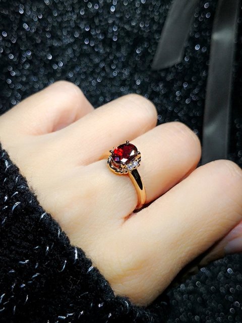 Imitation of natural ruby tourmaline ring fashion yellow crystal ring ...