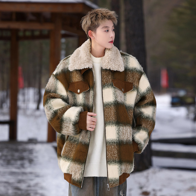 Maoist collar dismantling grid inner bile thick jacket male plus fat ...