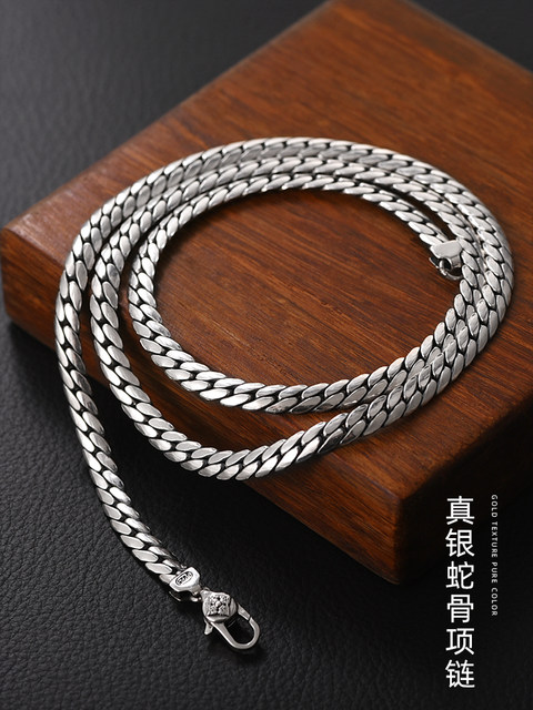 High-end snake bone chain for men, trendy and versatile 925 silver ...