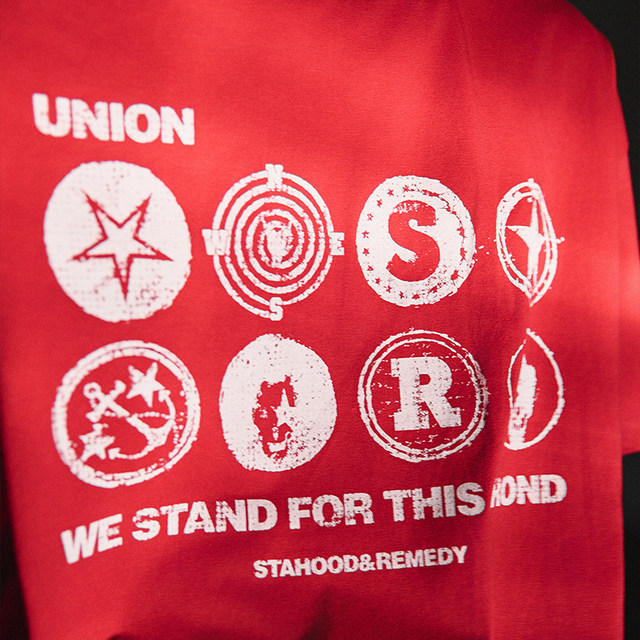 STAXRMD summer SR national trend military medal letter printing loose T-shirt American trendy ...