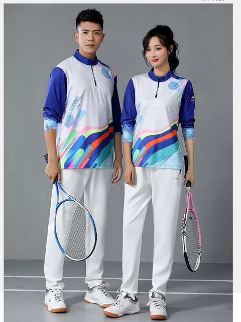 Badminton Long-Sleeve Suit for Men and Women, Volleyball Uniform, Quick ...