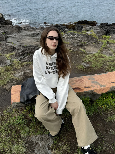 Unretro 400G heavy leopard printed hooded sweater jacket female spring and autumn loose little top