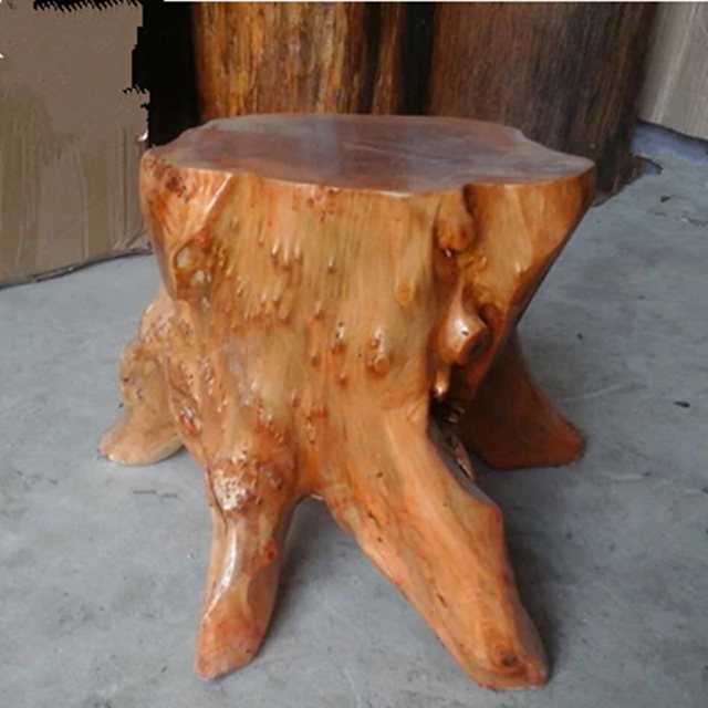 Natural root carved stool solid wood tree stump log tree stump wood ...