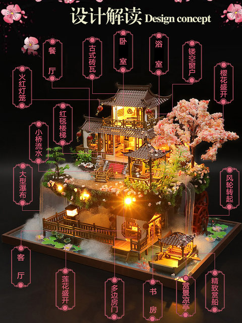 diy cabin wonderland villa handmade model antique house building ...
