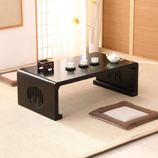 Solid wood tatami tea table bay window table Sinology table balcony ...