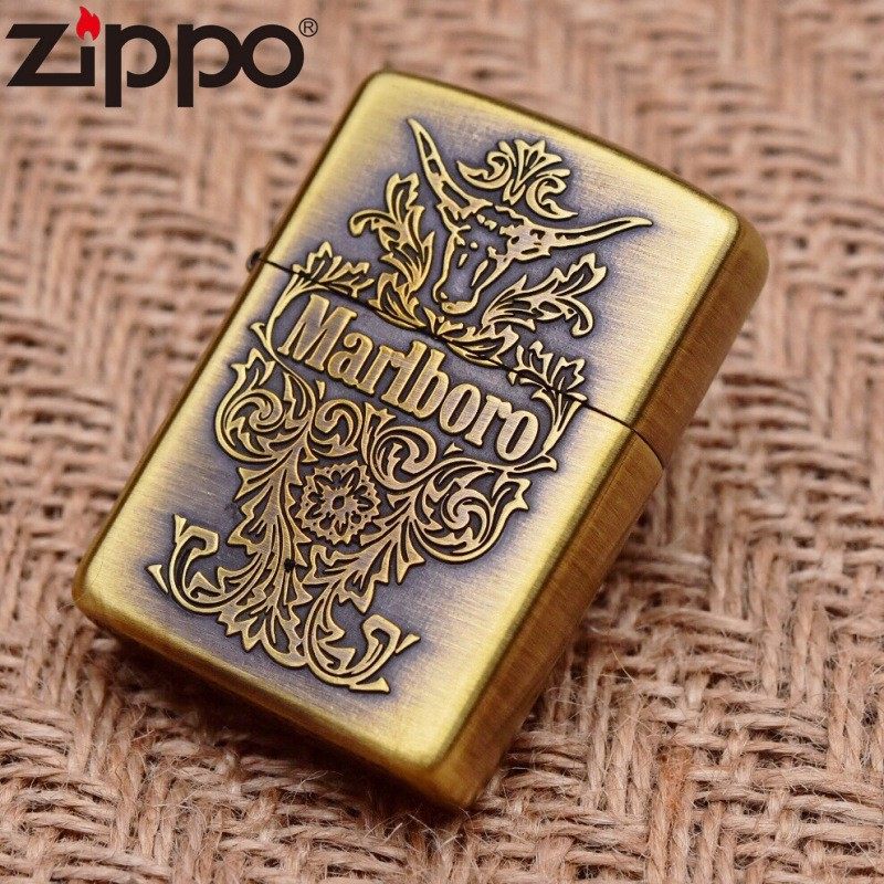 Zippo Genuine Pure Copper Armor Bull Head Marlboro Kerosene Lighter