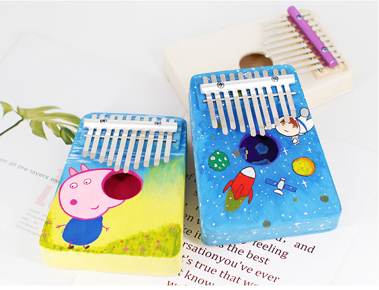 Wooden Kalimba 10-Tone Thumb Piano - DIY Hand-Painted Musical Instrument