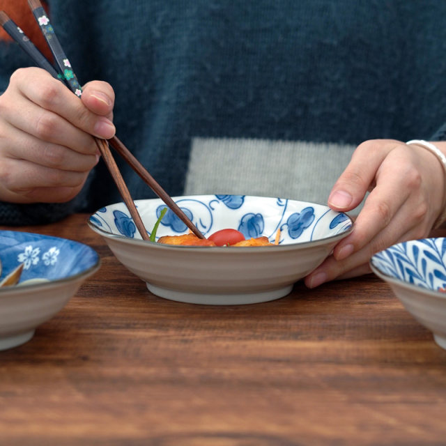 Mino burning Japanese imported ancient dyed blue painted ceramic and ...