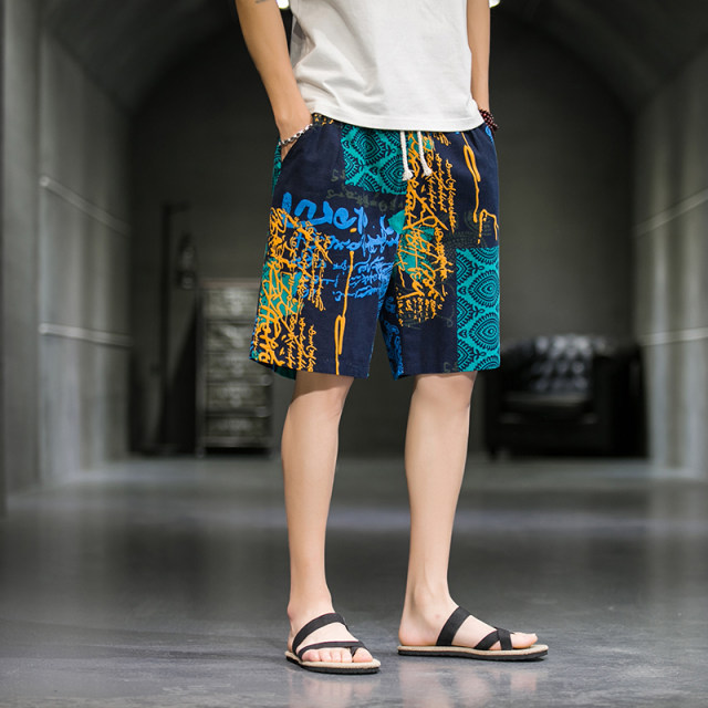 Chinese Style Cotton and Linen Shorts for Men, Summer Loose Beach ...