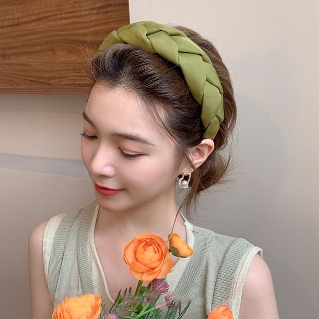 French elegant high-top twist hairband autumn solid color simple ...