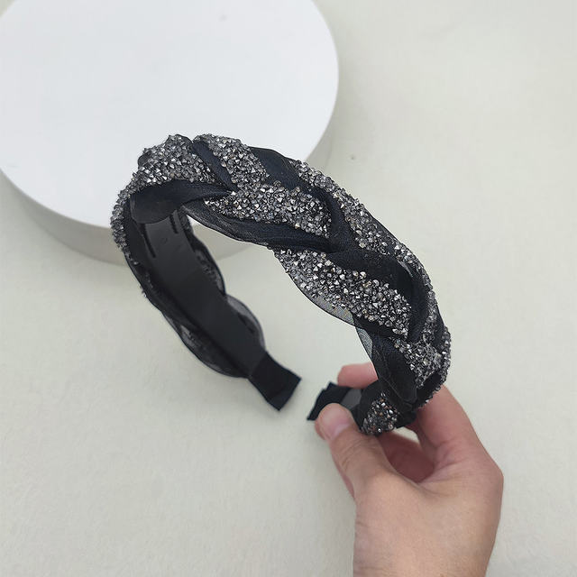 Non-slip rhinestone heavy industry wide-brimmed braided hair hoop for ...