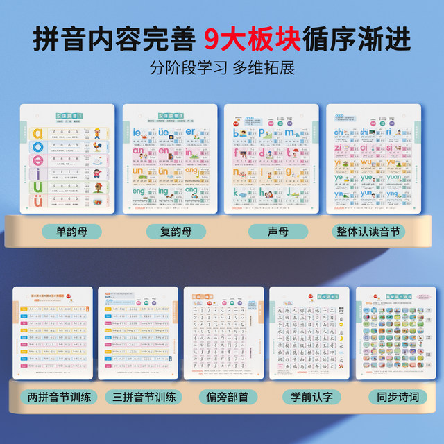 Chinese Pinyin natural spelling training point reading sound book wall ...