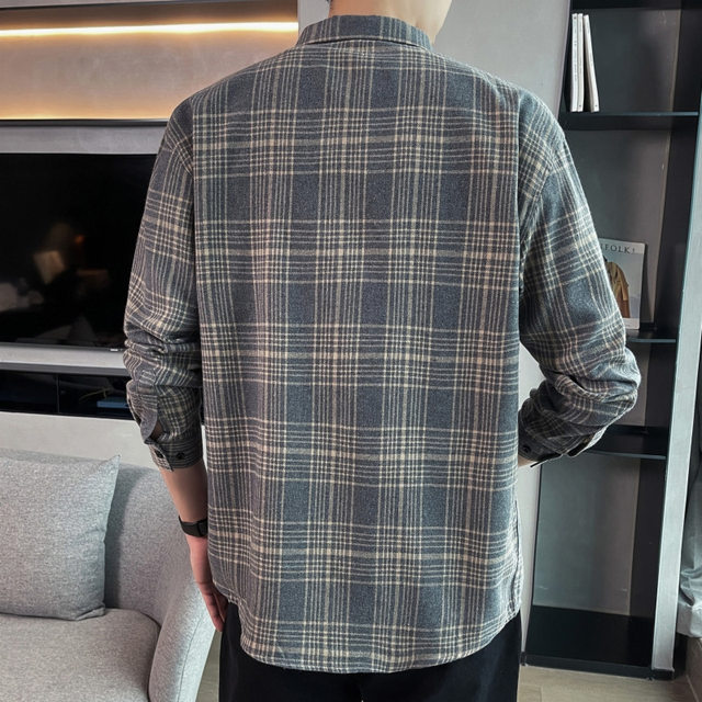 Spring Men's Long Sleeve Shirt 2023 Youth Urban Casual Plaid Summer ...