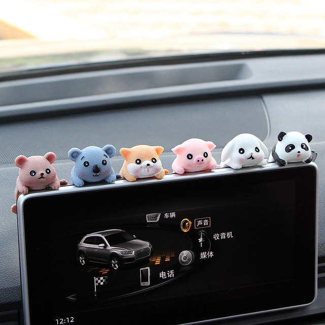 Car display screen, panda doll, center console screen cartoon ...