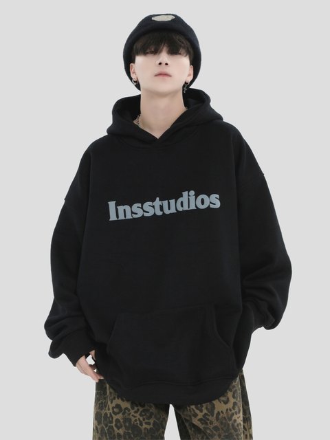 INSstudios National Trendy Couple American Three-dimensional Foaming Logo Hooded Sweatshirt ...