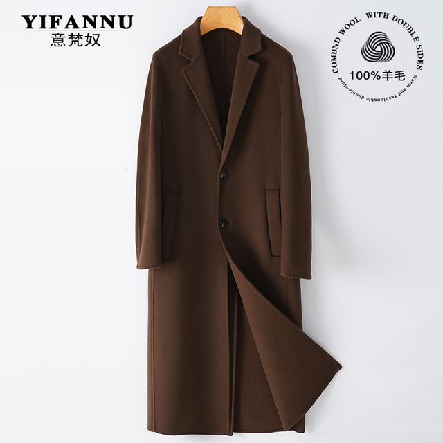 Double-sided woolen extra long double-sided cashmere coat men's woolen ...