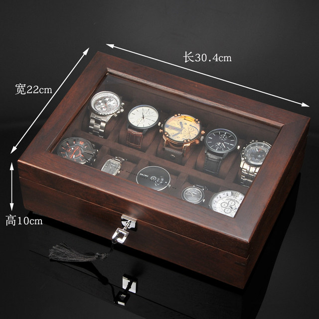Elm pure solid wood watches storage box mechanical watch collection box ...