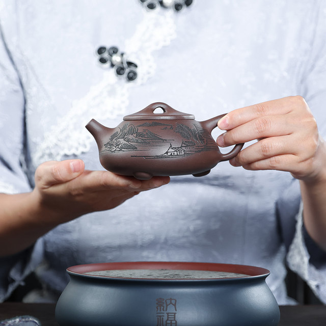 Zisha pot Yixing pure all handmade people's authentic raw ore purple ...