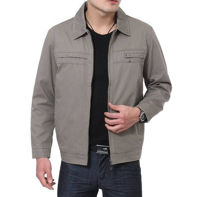 Middle-aged and elderly men's cotton lapel jackets, spring and autumn ...