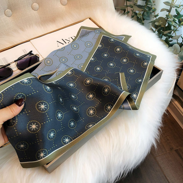 Double-sided two-color silk scarf, small strip, versatile 100% mulberry ...