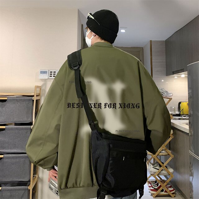 Vertigo letter printed American jacket men's spring and autumn zipper ...