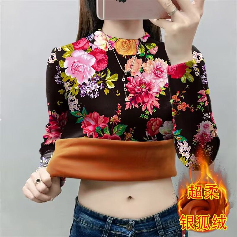 Ultra -soft silver fox velvet, thickened warm half -high collar, bottom ...