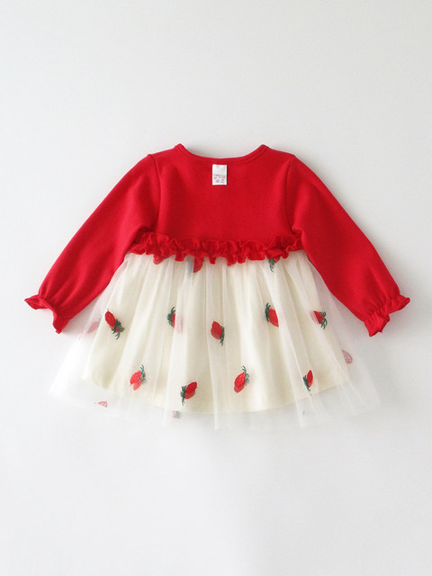 Little girl baby spring clothes baby red dress New Year clothes ...