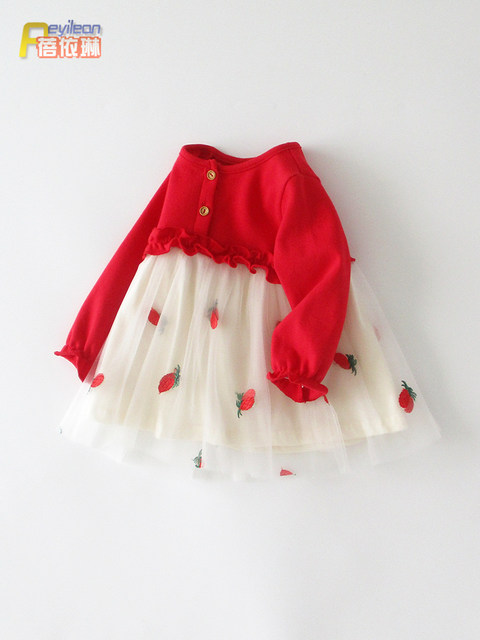 Little girl baby spring clothes baby red dress New Year clothes ...