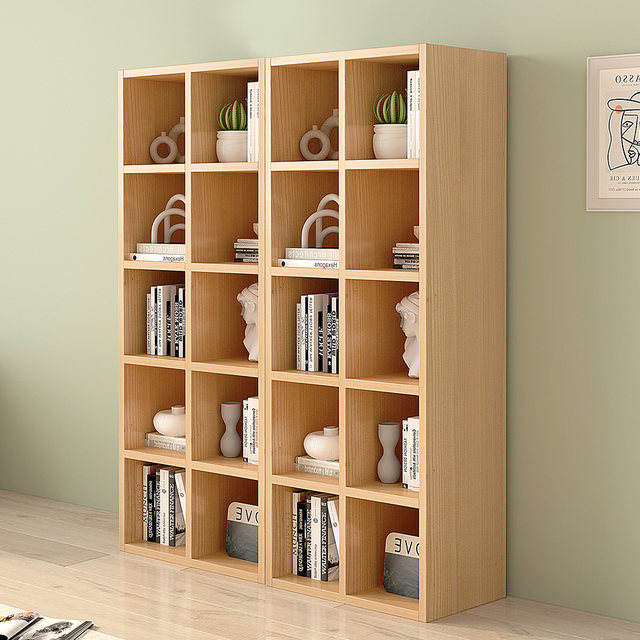 Bookshelf floor-standing storage rack solid wood multi-layer living ...