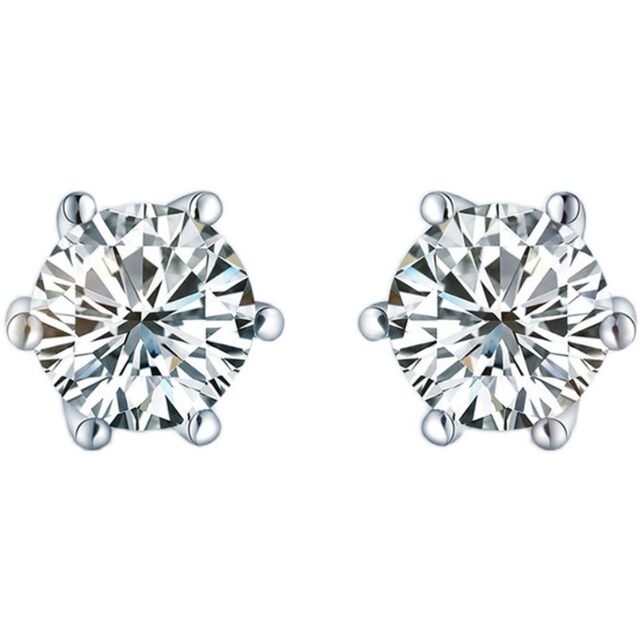 Moissanite earrings 50 points 1 carat imported PT950 diamond earrings ...