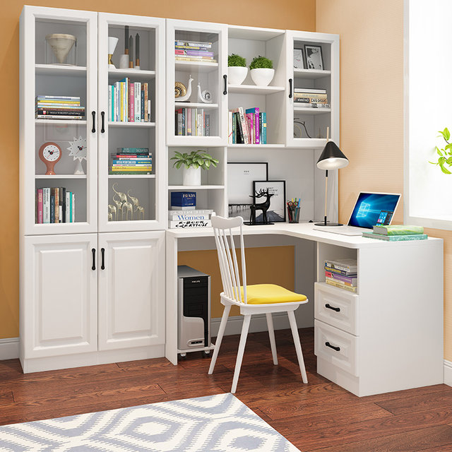 Simple corner bookshelf computer desk desktop home with desk bookcase ...