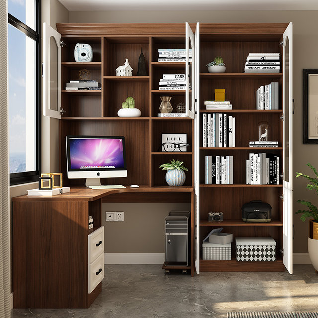 Bookcase desk integrated corner desk bookshelf combination simple ...