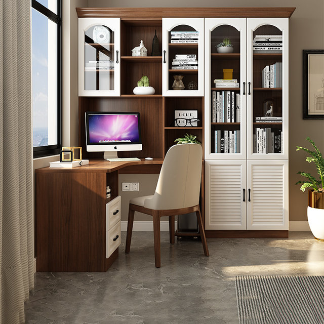 Bookcase desk integrated corner desk bookshelf combination simple ...