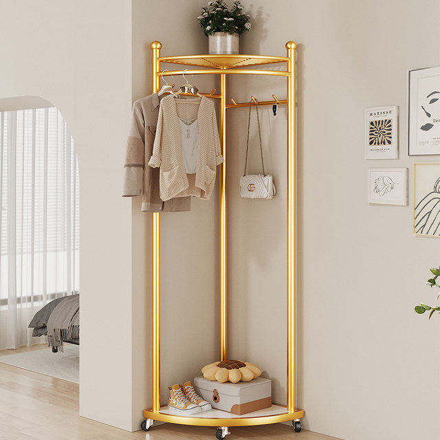 Clothes rack floor-standing bedroom metal corner coat rack bedside ...