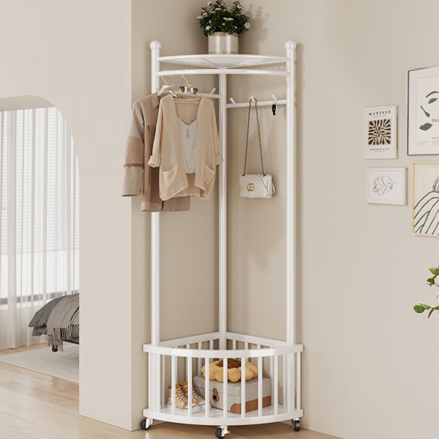 Clothes rack floor-standing bedroom metal corner coat rack bedside ...