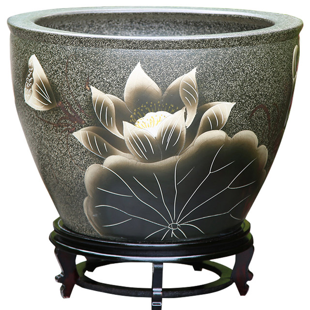 Jingdezhen ceramic large tank courtyard balcony fish basin lotus ...