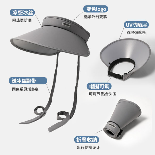 Black shade hat female summer ice silk big hat wild cycling anti ...