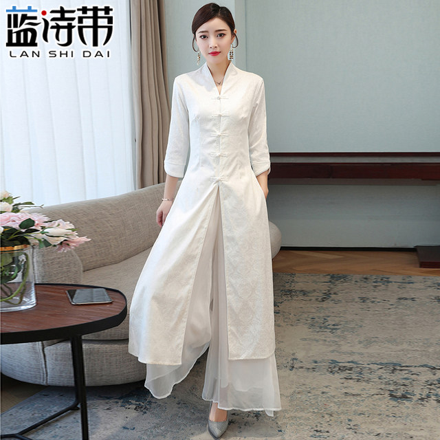 Chinese style women's buttoned top Chinese retro fairy tea clothes Zen ...