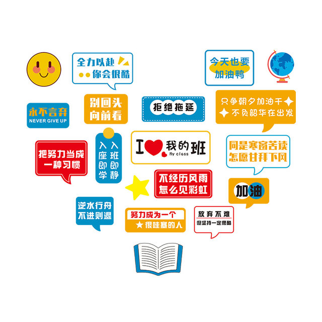 Class cultural wall stickers layout artifact slogans primary school ...