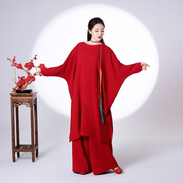 Zen dance clothing for women white Zen robe dress Chinese style retro ...