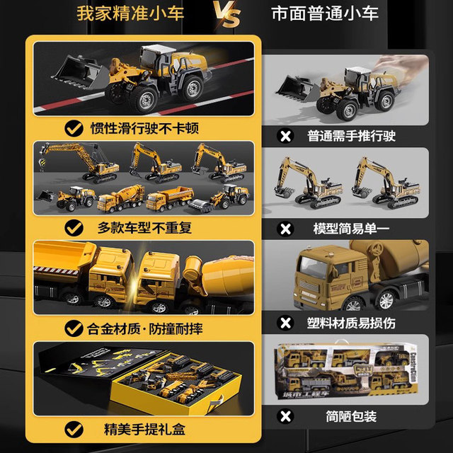 German children's alloy excavator toy engineering vehicle set mixing ...