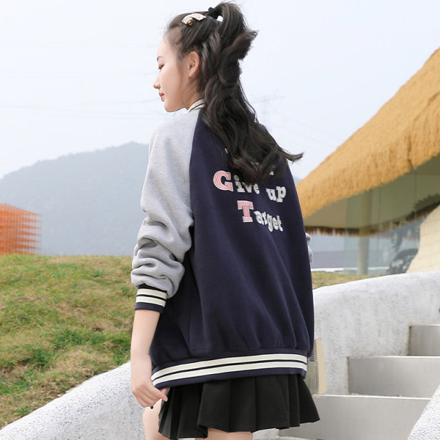 Baseball uniform jacket for women spring and autumn new stand-up collar ...