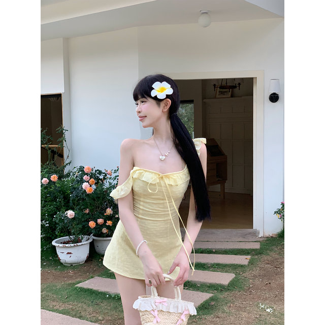 Xiang Swan er tea break French dress 2024 summer new style gentle style ...