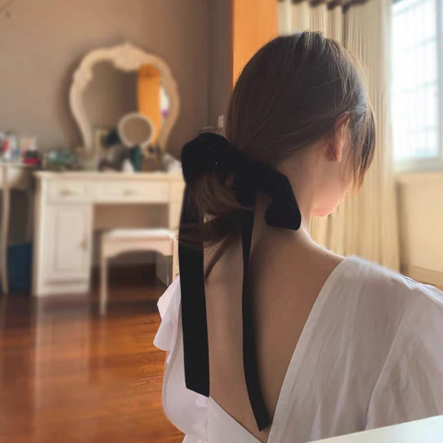 Korean black velvet hair rope bow head jewelry hair with female hair ...