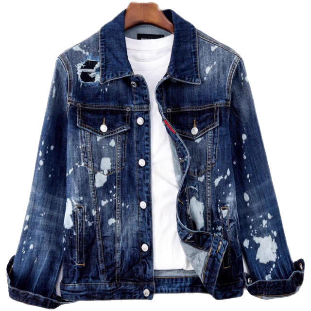 European Station Autumn and Winter Men's High Quality 靛 Blue Washing ...