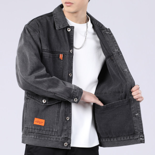 New spring versatile denim jacket men's wear-resistant loose trendy ...