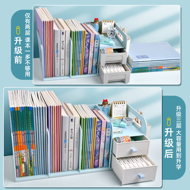 Slow down Desktop Book Stand - Plastic Storage Shelf for Books